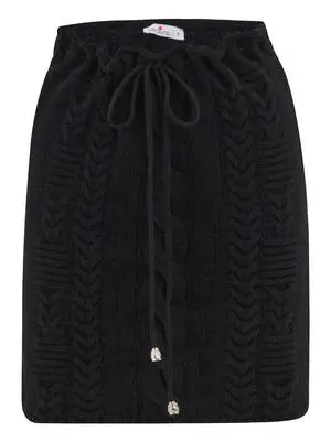 PERALUNA Cable Knit Cashmere Blend Knitwear Mini Skirt - Black