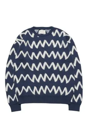 PERALUNA Drop Shoulder Knit - Insignia /white Zig Stripe