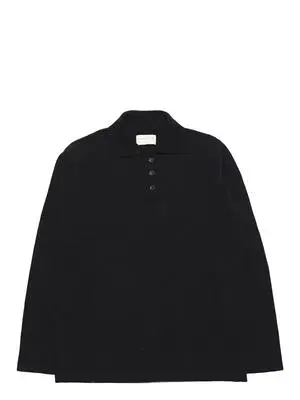 PERALUNA Kier Knitted Polo - Black Lambswool Blend