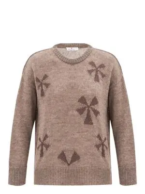 PERALUNA Glittery Mill Patterned Alpaca Blend Knitwear Pullover Melange - Brown
