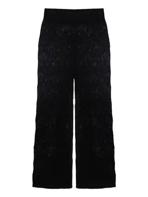 PERALUNA Emma Lace Knit Flared Trouser In Black
