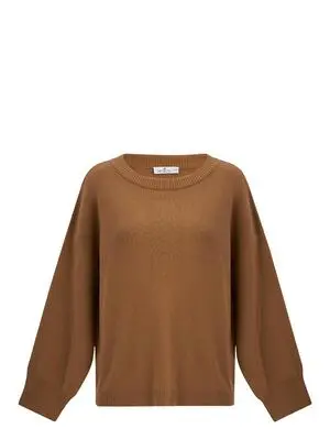 PERALUNA Kimono Sleeve O-neck Cashmere Blend Knitwear Pullover Camel - Brown