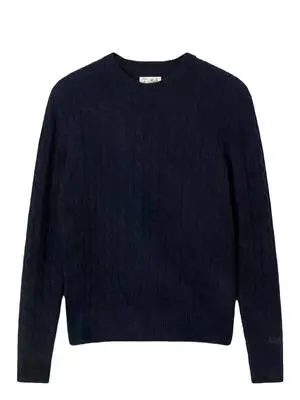 MC2 SAINT BARTH Night Sorbonne Wool Crewneck Knit With Cable Stitch - Blue