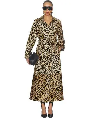 ZUT Olympia Trench Coat In Brown - Leopard