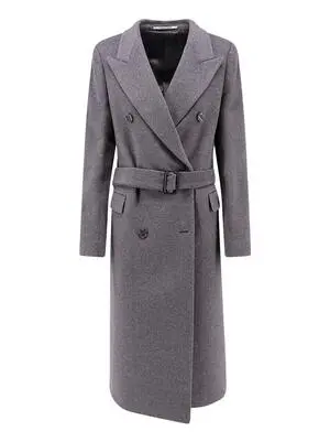 Tagliatore Jole Cashmere Coat With Belt - Grey