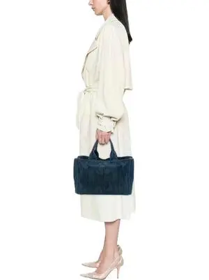 Prada 2013-2026 Denim Canapa Logo Tote Satchel - Blue