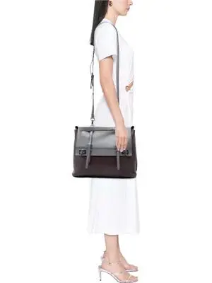 PRADA 2000-2013 Large Bicolor City Calf Double Flap Satchel