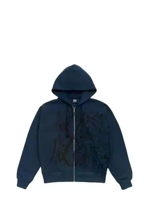 StÜssy Snakeskin-print Zip-up Hoodie - Blue