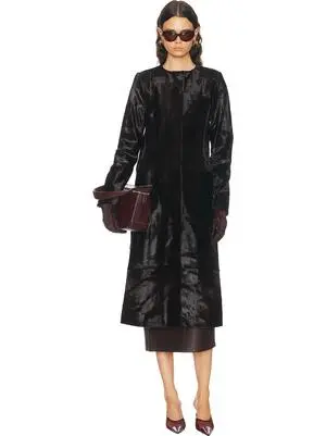 SIMKHAI Simkhai Bowie Collarless Coat In Burgundy