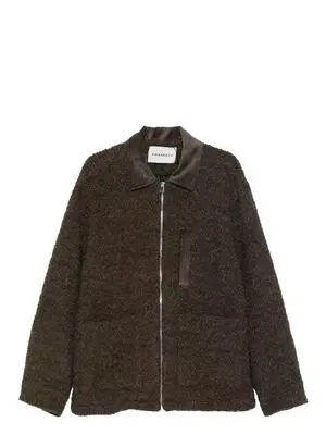 AMARANTO Bouclé Corduroy-collar Jacket - Brown