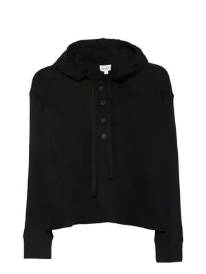 BOBI Waffle-knit Button-front Hoodie - Silver