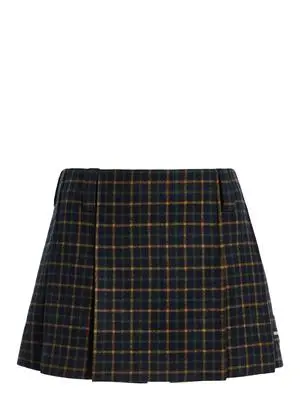 MIU MIU Pleated Checked Wool Mini Skirt