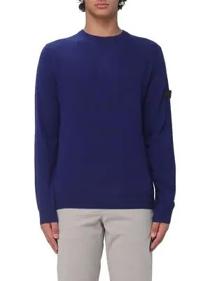 Peuterey Crew Neck Wool Blend Sweater With Long Sleeves And Applied Logo - Blue 1