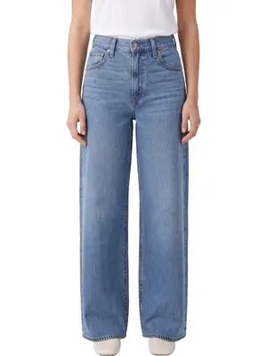 LEVI'S Cinch High-waist Flare Leg Jeans In Linen And Viscose Blend