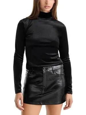 Good American The Velvet Turtleneck Top - Black