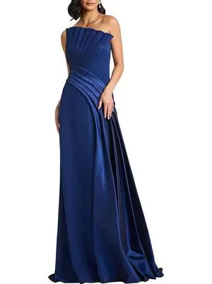 Tadashi Shoji Belair Strapless Draped Gown - Navy