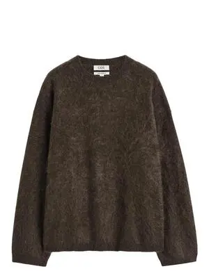 Cos Brushed Pure Cashmere Crew-neck Sweater Brown