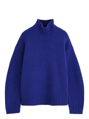 Cos Chunky Pure Cashmere Mock-neck Sweater Blue