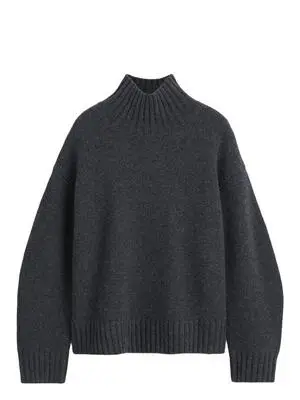 Cos Chunky Pure Cashmere Mock-neck Sweater Gray