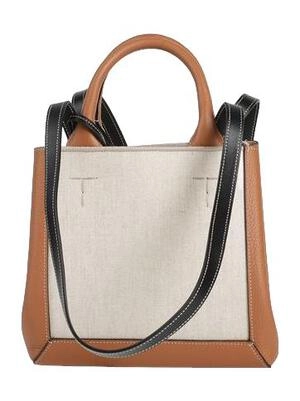 TOD'S Shoulder Bag Light Brown Calfskin, Textile Fibers - Beige