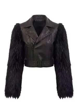 Rudsak Emelda Faux-fur Sleeve Jacket - Black
