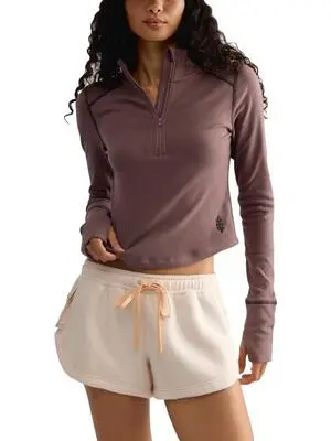 Free People Retro Rider Half Zip Performance Top - Eclipse