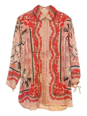 HERMÈS 2010s Aux Champs En Fleurs Rayeh Drawstring Shirt