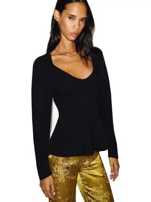 REFORMATION Beth Cashmere Peplum Sweater
