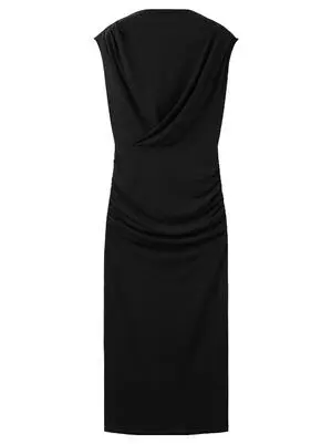 Mango Drape Bodice Midi Dress - Black