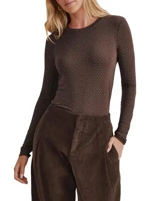 Splendid Print Top - Java Brown/grey