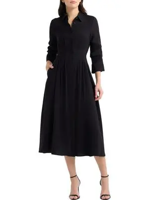 Anne Klein Pleated Sleeve Shirtdress - Anne Black