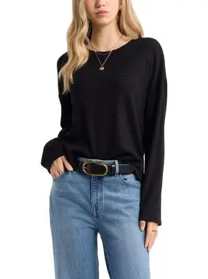 Treasure & Bond Waffle Knit Top Black