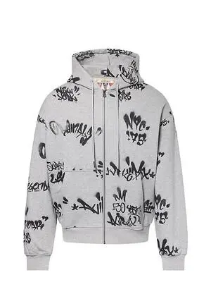 AVIREX Graffiti-print Relaxed-fit Cotton-blend Hoody Xl Grey