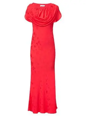 RAT AND BOA Odessa Floral Satin Maxi Dress - Red