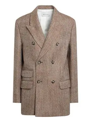 AMI Paris Double-breasted Blazer In Virgin Wool - Brown