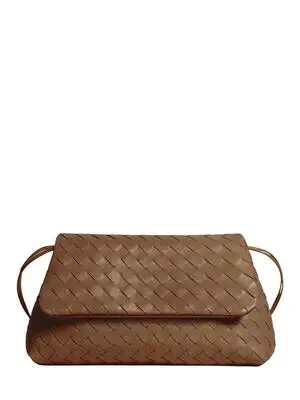 Bottega Veneta Leather Giorno Shoulder Bag Neutral