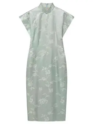 Shanghai Tang Qipao Floral-jacquard Midi Dress - Green