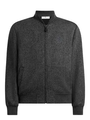 Etro Etro Men Jacquard Bomber Jacket With Arnica Motif Gray
