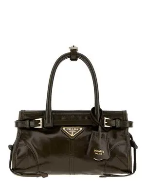 Prada Olive Leather Mini Bonnie Handbag - Green