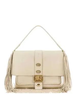 Burberry Ivory Leather Medium Rider Shoulder Bag - White