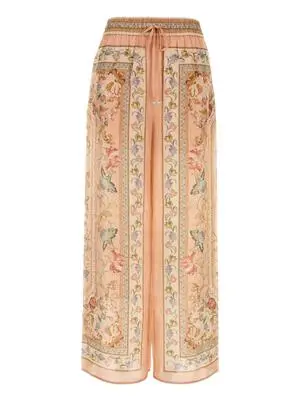 Zimmermann Printed Silk Aloni Wide-leg Pant - Pink
