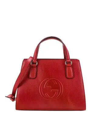 Gucci Soho Convertible Top Handle Leather Small Satchel Red