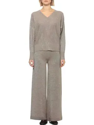 D.EXTERIOR Chevron-ribbed V-neck Sweater