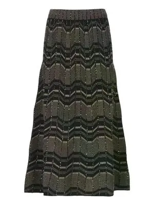 D.exterior Sequin-embellished Geometric-pattern Midi Skirt - Brown