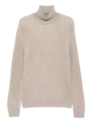 ZANONE Ribbed Roll-neck Sweater Neutrals