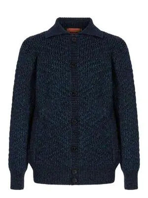 Missoni Missoni Men Oversized Wool-Blend Cardigan With Alpaca Inserts Blue