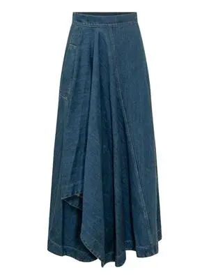 Givenchy Asymmetric Long Skirt In Medium- Denim - Blue