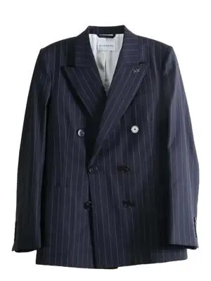Givenchy Striped Wool Double-breasted Jacket - Blue