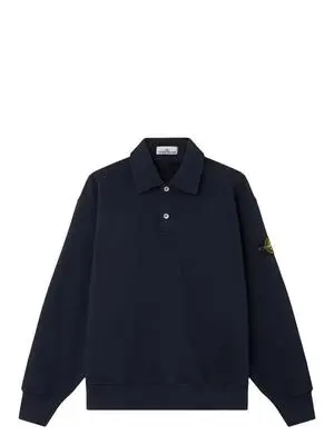 Stone Island Stone Island Men Tubular Cotton Fleece Polo Shirt Blue