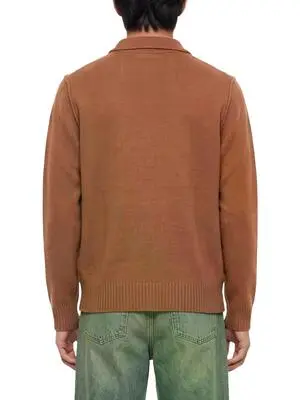 MANIFATTURE DEL NORD Fine-knit Long-sleeve Polo Shirt - Brown